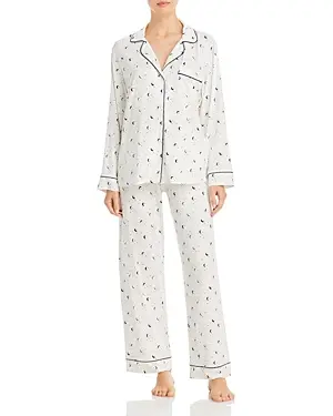 Eberjey Gisele Printed Long Pajama Set Celestial Ivory/navy