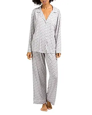 Eberjey Gisele Printed Long Pajama Set Foxtail/ivory