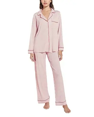 Eberjey Gisele Printed Long Pajama Set Haute Red/stripe