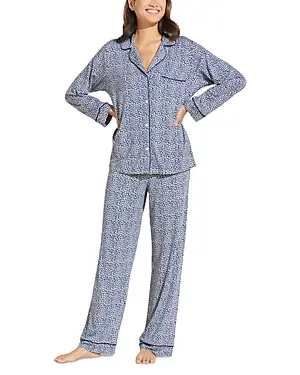 Eberjey Gisele Printed Long Pajama Set Leopard Spot