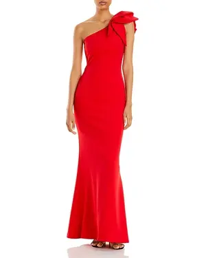 Aqua One-shoulder Scuba Gown - Red