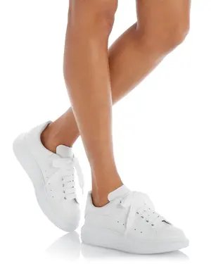 Alexander McQueen Oversized Suede Heel Detail Sneakers - White/pastel