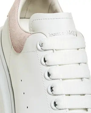 Alexander McQueen Oversized Suede Heel Detail Sneakers - White/pastel