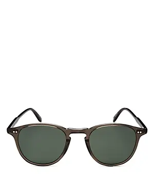 Garrett Leight Round Sunglasses, 46mm Black Glass/semi-flat Pure G15