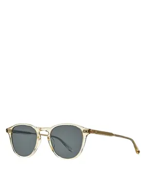 Garrett Leight Round Sunglasses, 46mm - Champagne/semi-flat Pure Green