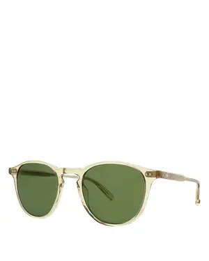 Garrett Leight Round Sunglasses, 46mm Tan/green Solid