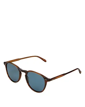 Garrett Leight Round Sunglasses, 46mm Tortoise/blue Solid
