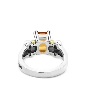 Lagos Sterling Silver & 18k Yellow Gold Citrine Ring - Orange/silver