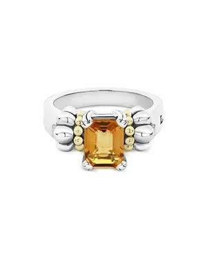 Lagos Sterling Silver & 18k Yellow Gold Citrine Ring - Orange/silver
