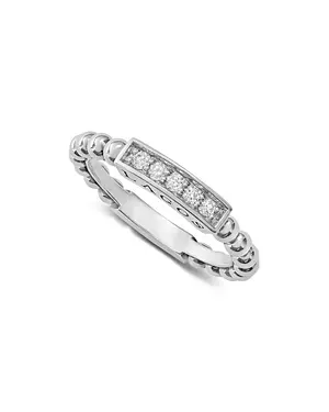 Lagos Sterling Silver Caviar Spark Diamond Stacking Ring - White/silver