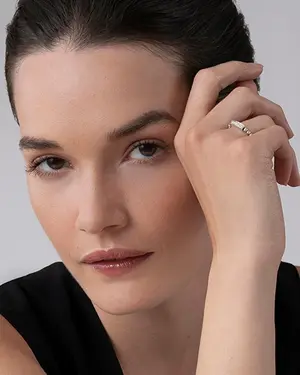 Lagos Sterling Silver Caviar Spark Diamond Stacking Ring - White/silver