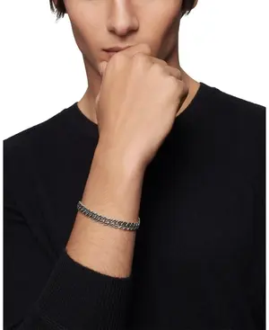 David Yurman Curb Chain Bracelet With Black Diamonds