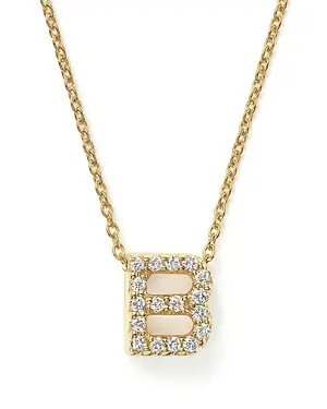 Roberto Coin 18k Yellow Gold And Diamond Initial Pendant Necklace - B