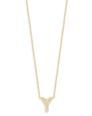 Roberto Coin 18k Yellow Gold And Diamond Initial Pendant Necklace - Y