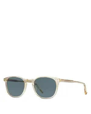 Garrett Leight Kinney Square Sunglasses 49mm Champagne/blue Solid