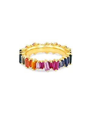 SUZANNE KALAN 18k Yellow Gold Sapphire Baguette Band - Rainbow