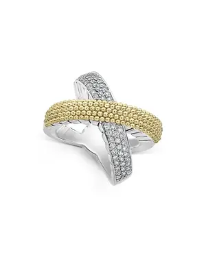 Lagos Sterling And 18k Yellow Gold Diamond Ring - Silver