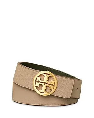 Tory Burch Reversible Logo Belt Gray Heron