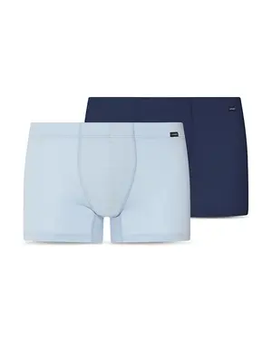 Hanro Cotton Essentials Covered Waistband Boxer Briefs, Pack Of 2 - Blue Lagoon