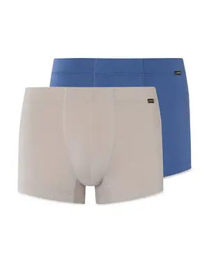 Hanro Cotton Essentials Covered Waistband Boxer Briefs, Pack Of 2 Slate Blue/mid Grey
