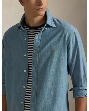 Polo Ralph Lauren Classic Fit Long Sleeve Cotton Button Down Shirt - Chambray