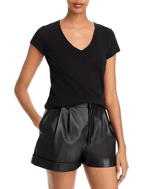 L'Agence Becca Cotton V-neck Tee - Black