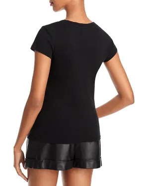 L'Agence Becca Cotton V-neck Tee - Black