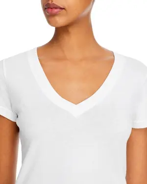 L'AGENCE Becca Cotton V-neck Tee - White