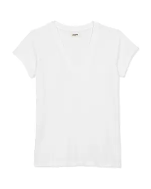 L'AGENCE Becca Cotton V-neck Tee - White