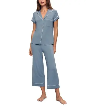 Eberjey Gisele Short Sleeve Crop Pajama Set Faded Denim