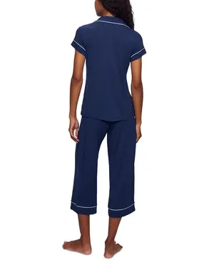 Eberjey Gisele Short Sleeve Crop Pajama Set - Navy/ivory