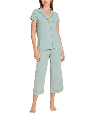 Eberjey Gisele Short Sleeve Crop Pajama Set Surf Spray