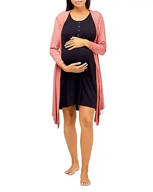 NOM MATERNITY Second Skin Maternity Robe Terracotta