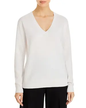 Vince Weekend V-neck Cashmere Sweater - White
