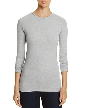 Majestic Filatures Majestic Filatures Crewneck Long Sleeve Tee Gris Chiné Clair