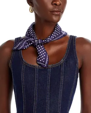 FRAAS Classic Dottie Square Silk Bandana - Navy