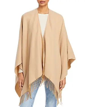 FRAAS Fringe Trim Ruana Camel