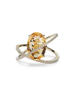 Bloomingdale'S Citrine And Diamond Statement Ring