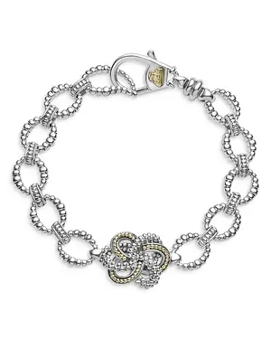 Lagos Sterling & 18k Yellow Gold Love Knot Bracelet - Silver