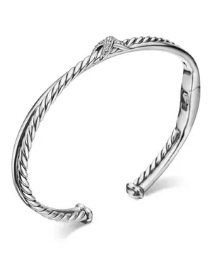 David Yurman Sterling And Diamond Cuff Bracelet - Silver