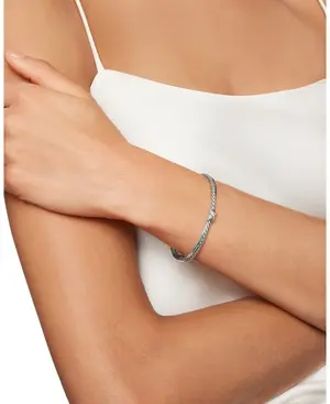 David Yurman Sterling And Diamond Cuff Bracelet - Silver