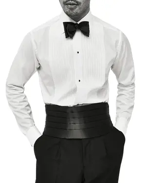Eton Contemporary Fit Pleated Bib Tuxedo Shirt - White