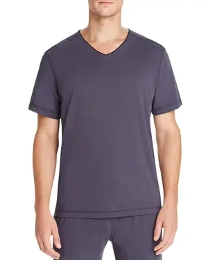 Daniel Buchler Peruvian Pima Cotton V-neck Lounge Tee - Ink