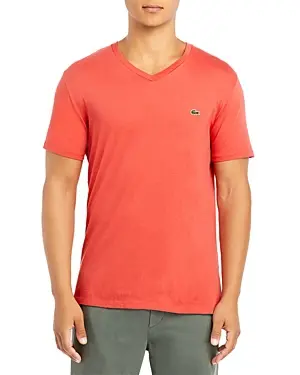 Lacoste V-neck Pima Cotton Tee Crater Red
