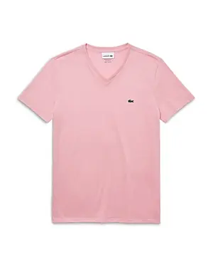 Lacoste V-neck Pima Cotton Tee Lotus