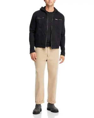 John Varvatos Hooded Zip-front Knit Jacket - Black