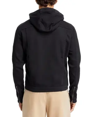 John Varvatos Hooded Zip-front Knit Jacket - Black