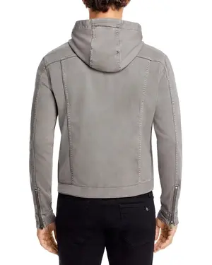 John Varvatos Hooded Zip-front Knit Jacket - Shark Gray