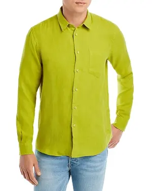 Vilebrequin Linen Solid Classic Fit Shirt Artichoke