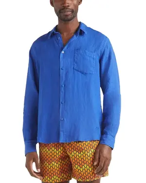 Vilebrequin Linen Solid Classic Fit Shirt - Marrakech